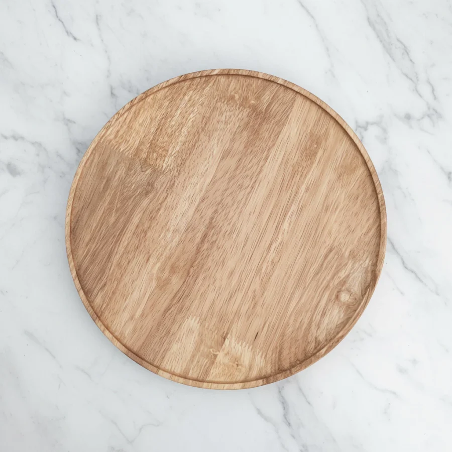 Mâm gỗ cao su tự nhiên hình tròn, mâm gỗ lớn phục vụ mỏng nhẹ - WOODA